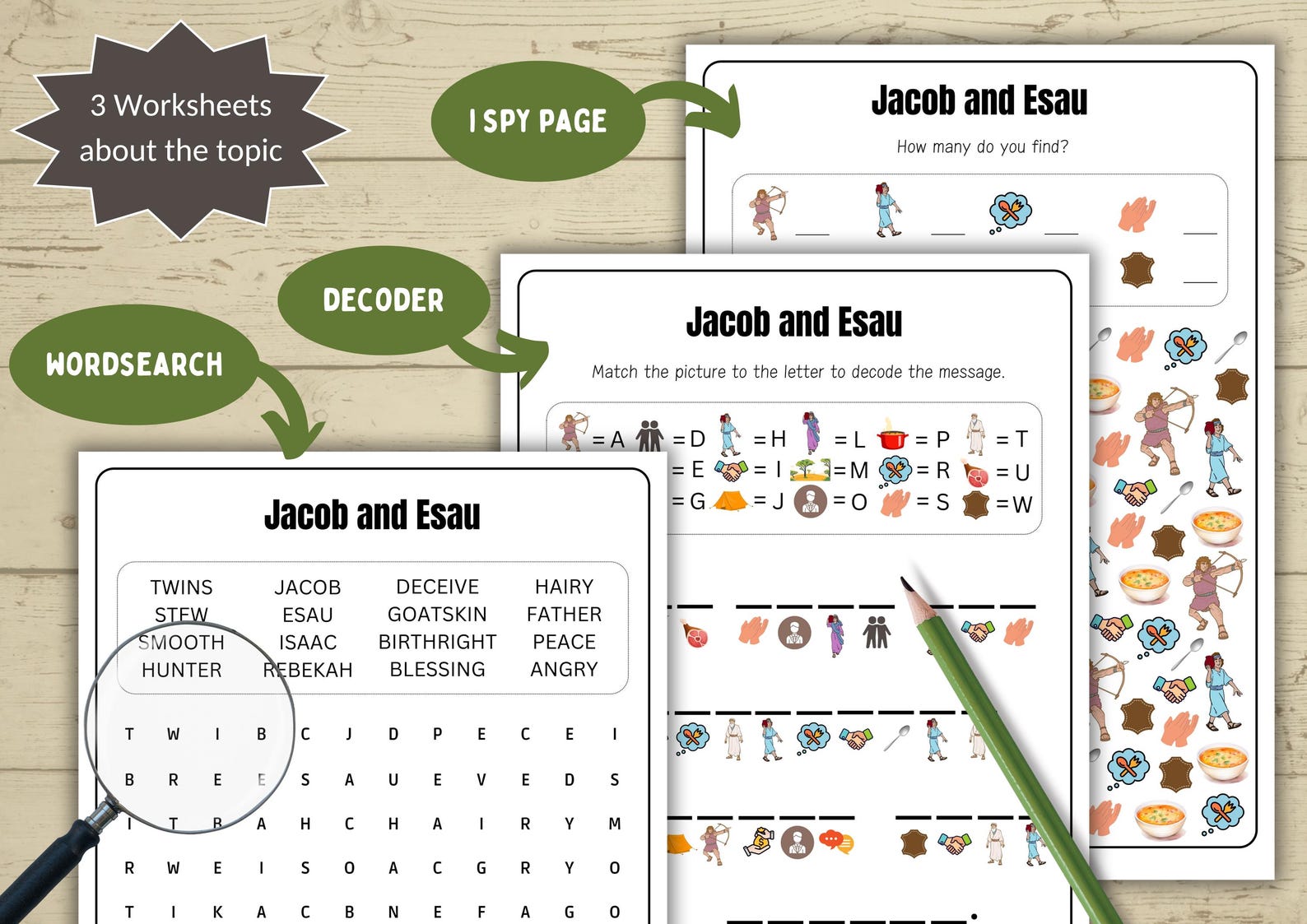Jacob and Esau Puzzle Bundle for Kids | Bible Activity Sheets ...