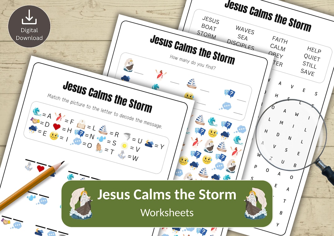 Jesus Calms the Storm Puzzle Bundle for Kids | Bible Activity ...
