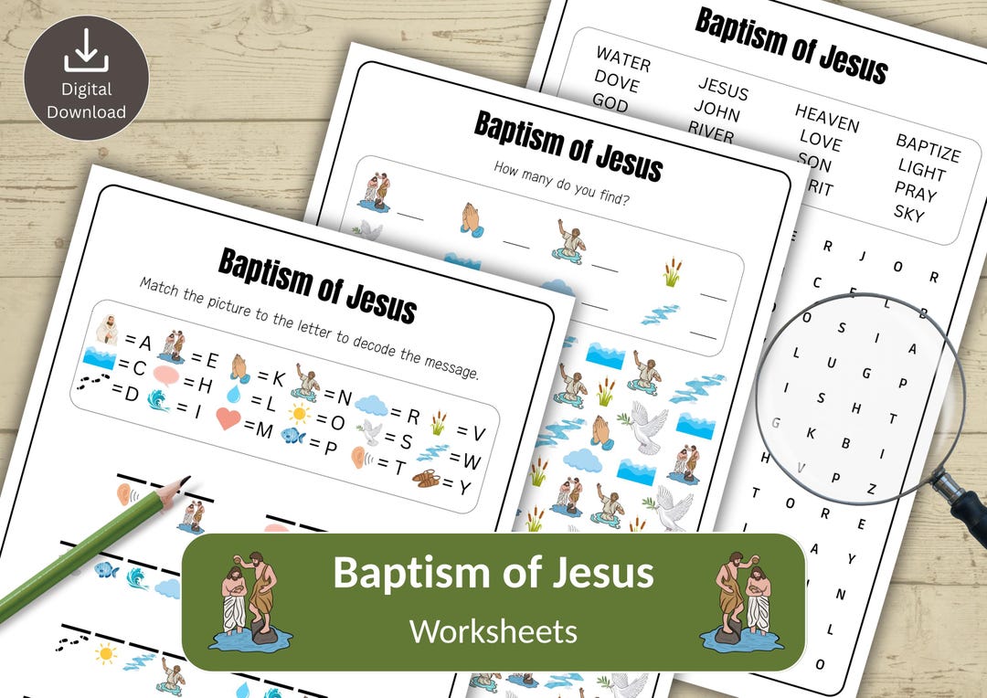 Baptism of Jesus Puzzle Bundle for Kids | Bible Activity Worksheets ...