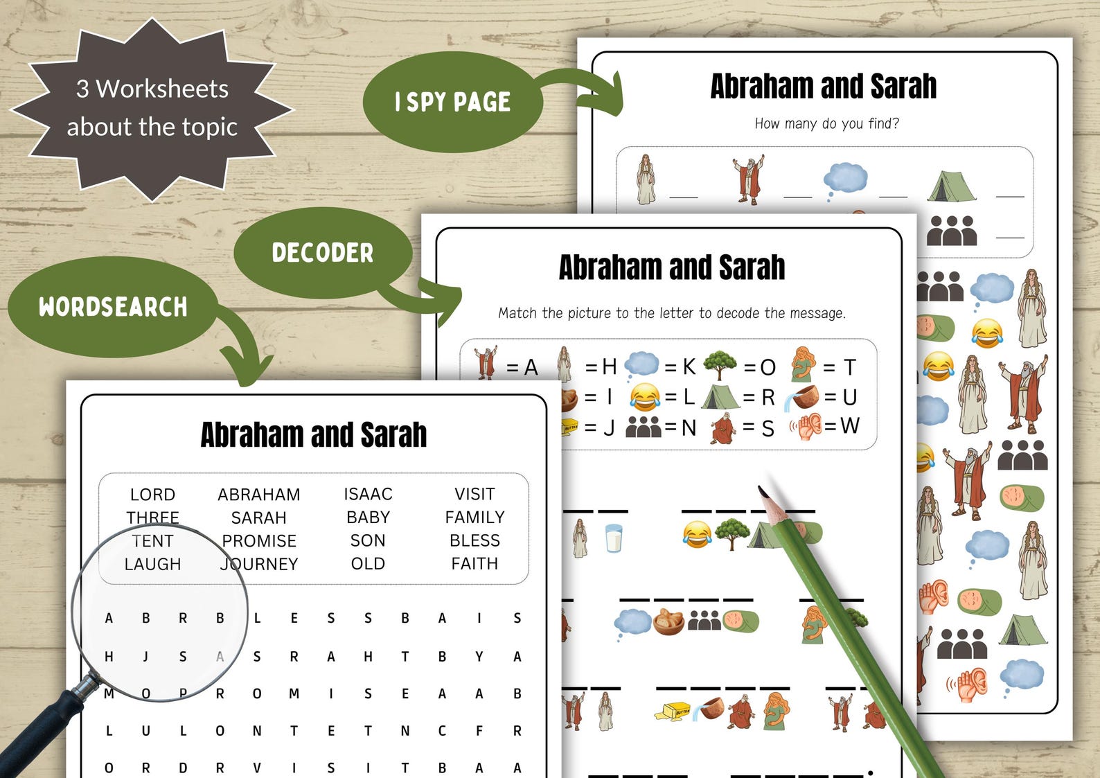 Abraham and Sarah Puzzle Bundle for Kids | Bible Activity Sheets ...