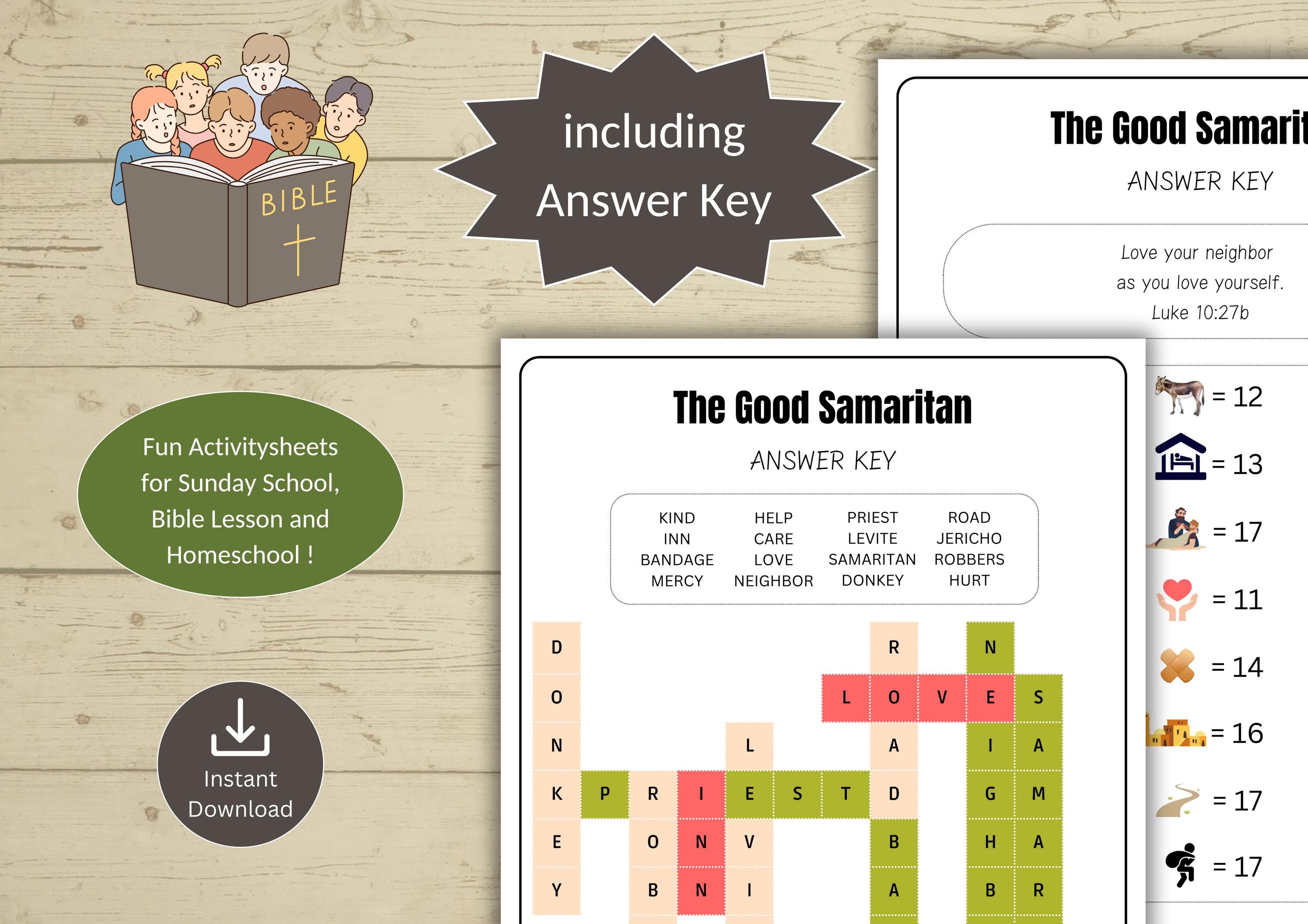 The Good Samaritan Puzzle Bundle for Kids | Bible Activity Sheets ...