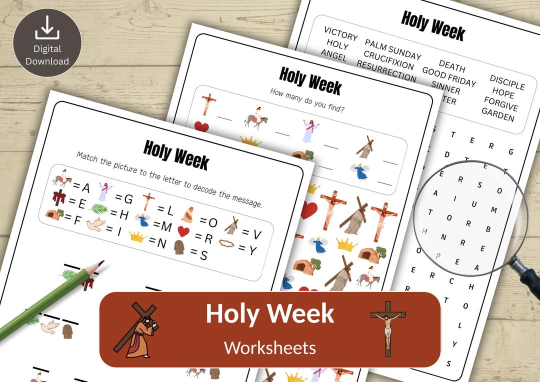 HOLY WEEK Puzzle Bundle for Kids | Bible Activity Worksheets | Sunday ...