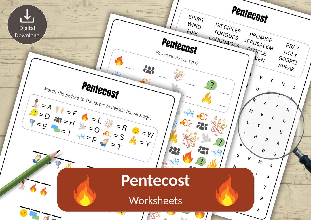 Pentecost Puzzle Bundle for Kids | Bible Activity Sheets Worksheets ...