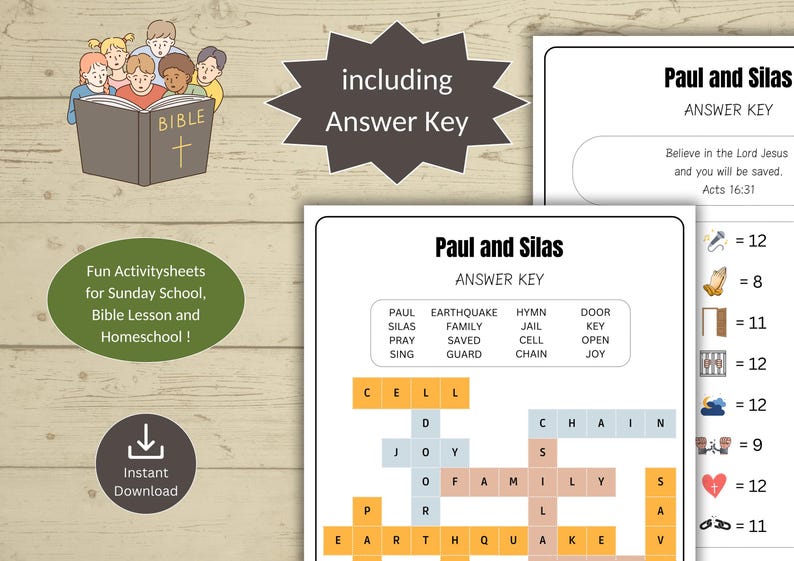 Paul and Silas Puzzle Bundle for Kids | Bible Activity Sheets ...