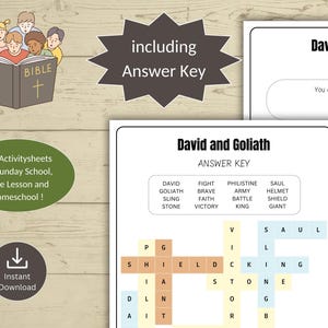 David and Goliath Puzzle Bundle for Kids | Bible Activity Worksheets ...