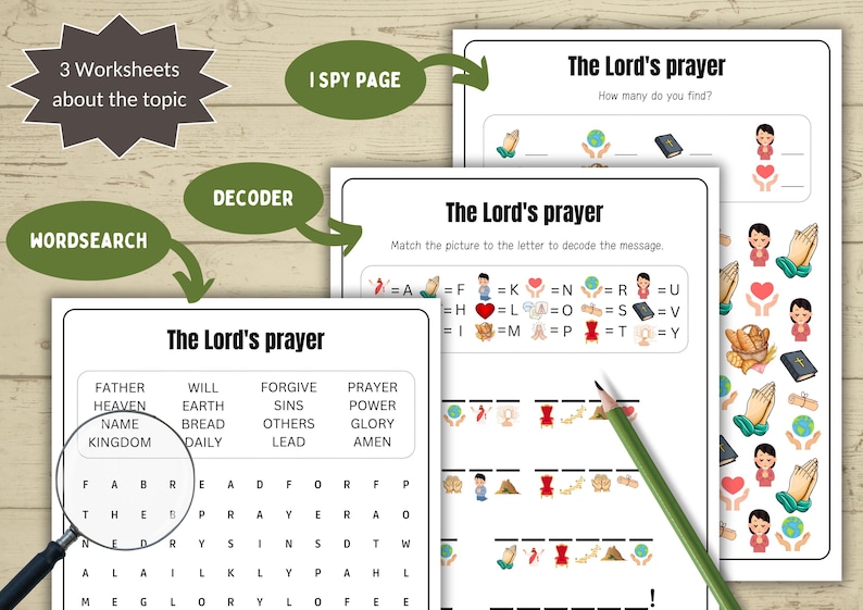The Lord’s Prayer Puzzle Bundle for Kids | Bible Activity Sheets ...