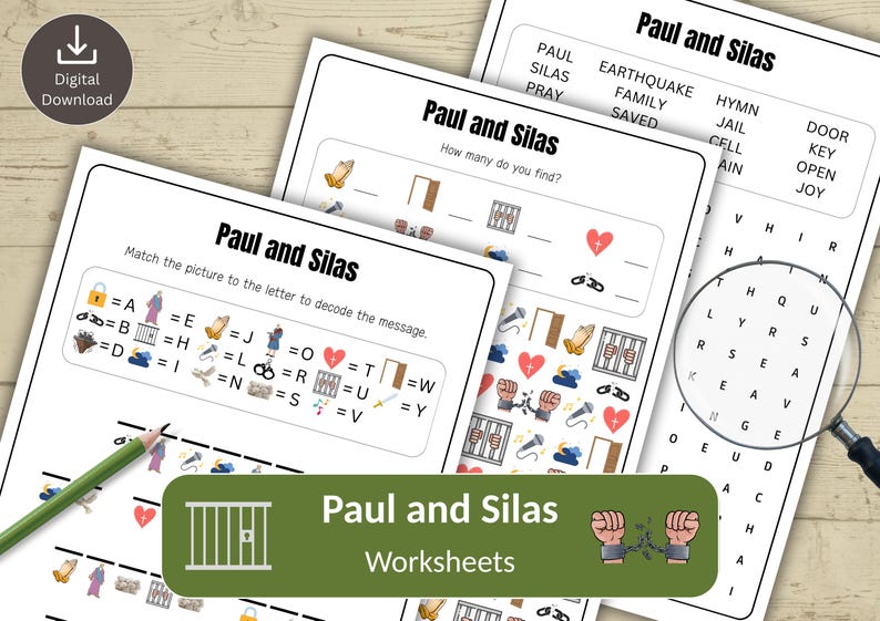 Paul and Silas Worksheets Pack of 3 Activitysheets Bible Activity for ...