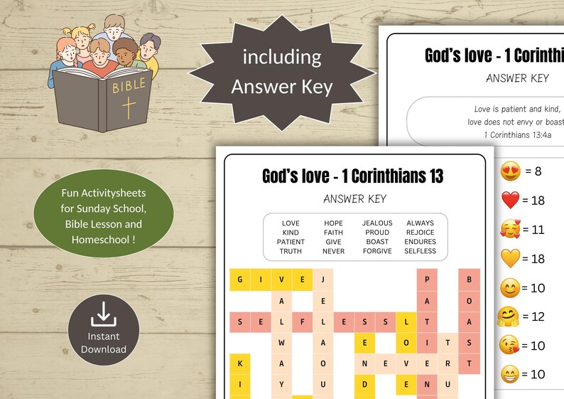 God's Love - 1 Corinthians 13 Puzzle Bundle for Kids | Bible Activity ...