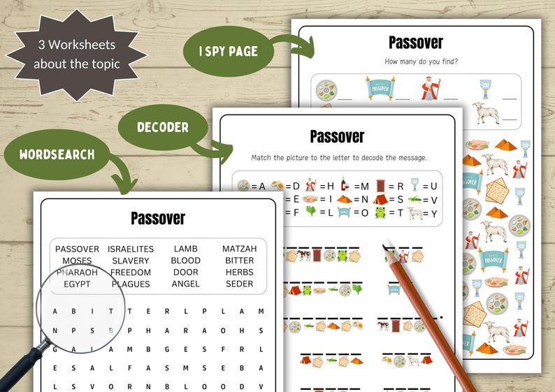 Passover Puzzle Bundle for Kids | Bible Activity Sheets Worksheets ...