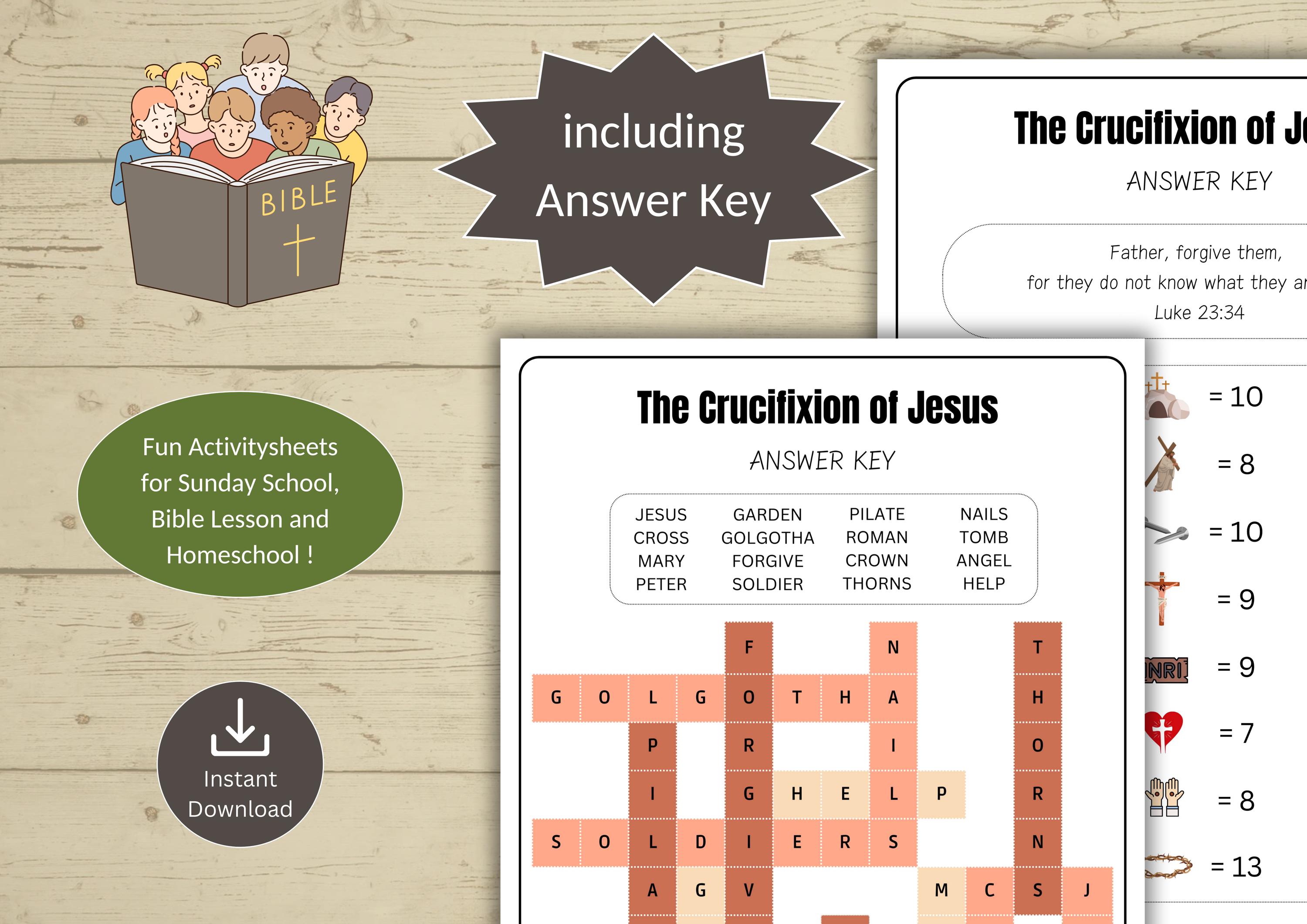 The Crucifixion of Jesus Puzzle Bundle for Kids | Bible Activity Sheets ...