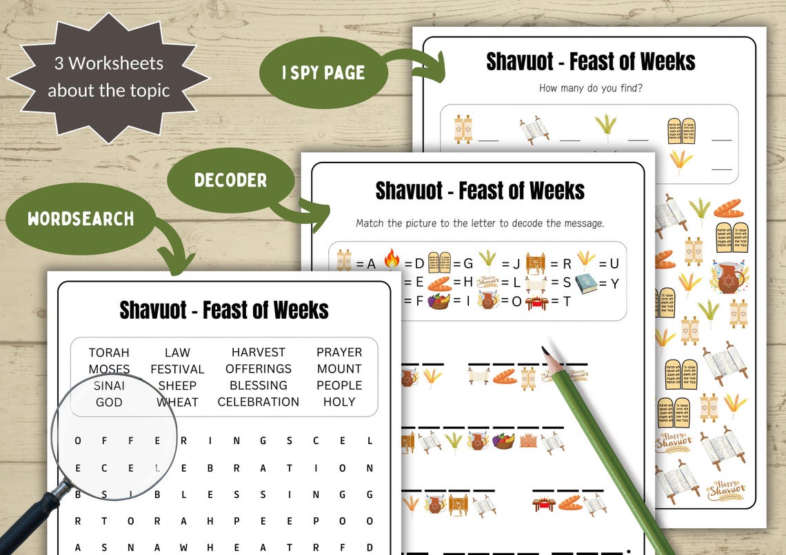 Shavuot - Feast of Weeks Puzzle Bundle for Kids | Bible Activity ...
