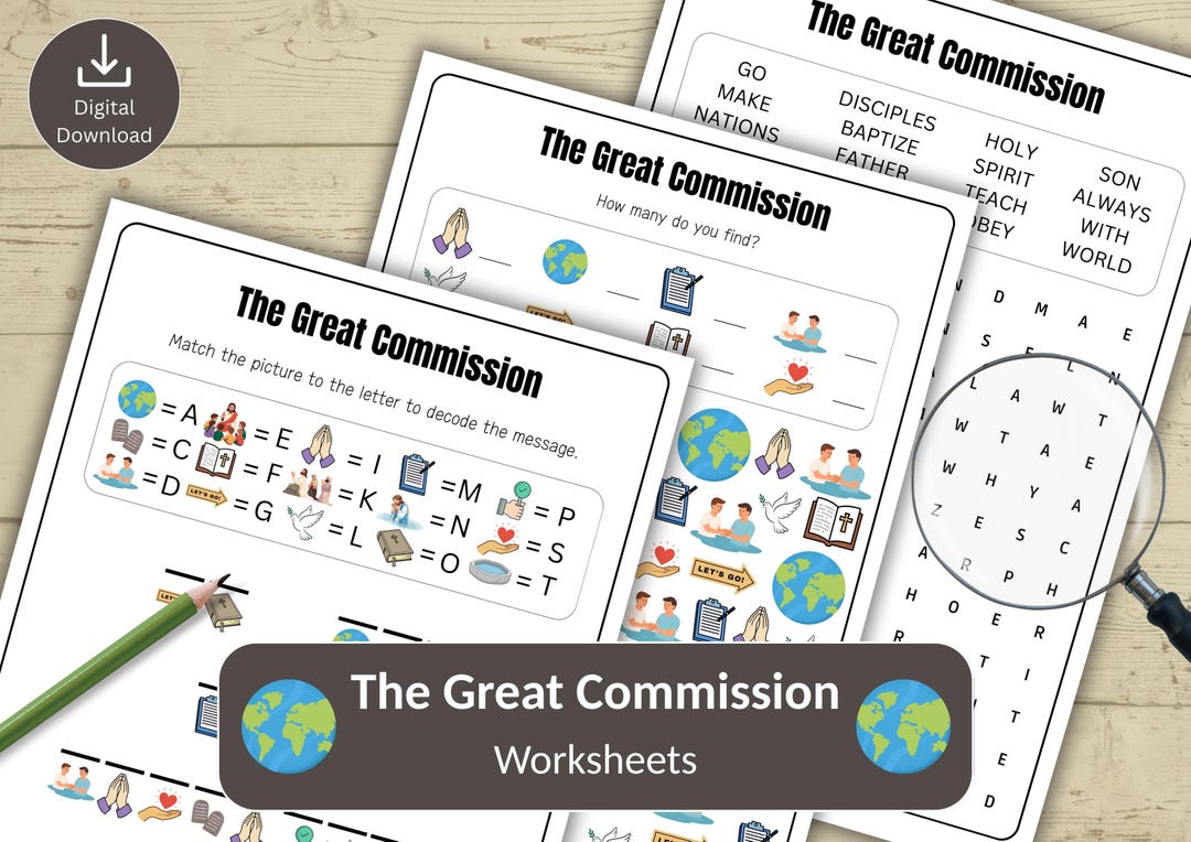 The Great Commission Puzzle Bundle for Kids | Bible Activity Worksheets ...