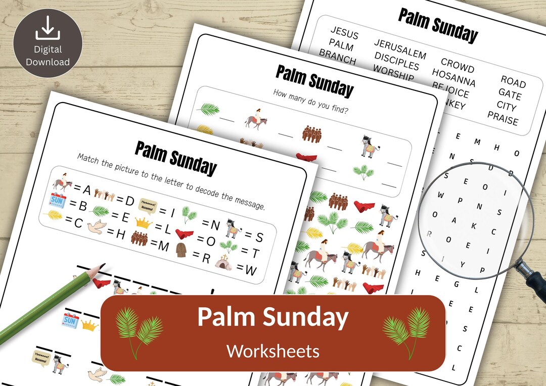 Palm Sunday Puzzle Bundle for Kids | Bible Activity Sheets Worksheets ...