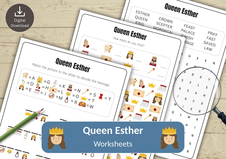 Queen Esther Puzzle Bundle for Kids | Bible Activity Worksheets ...