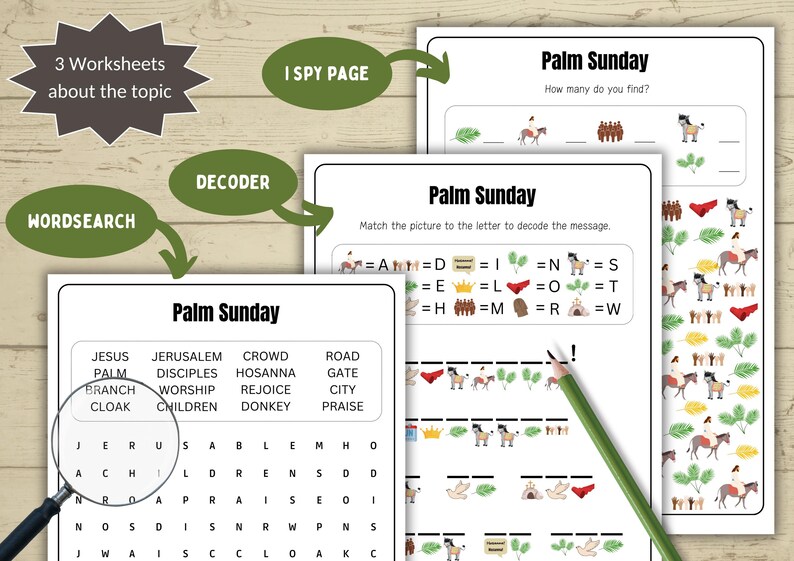 Palm Sunday Puzzle Bundle for Kids | Bible Activity Sheets Worksheets ...
