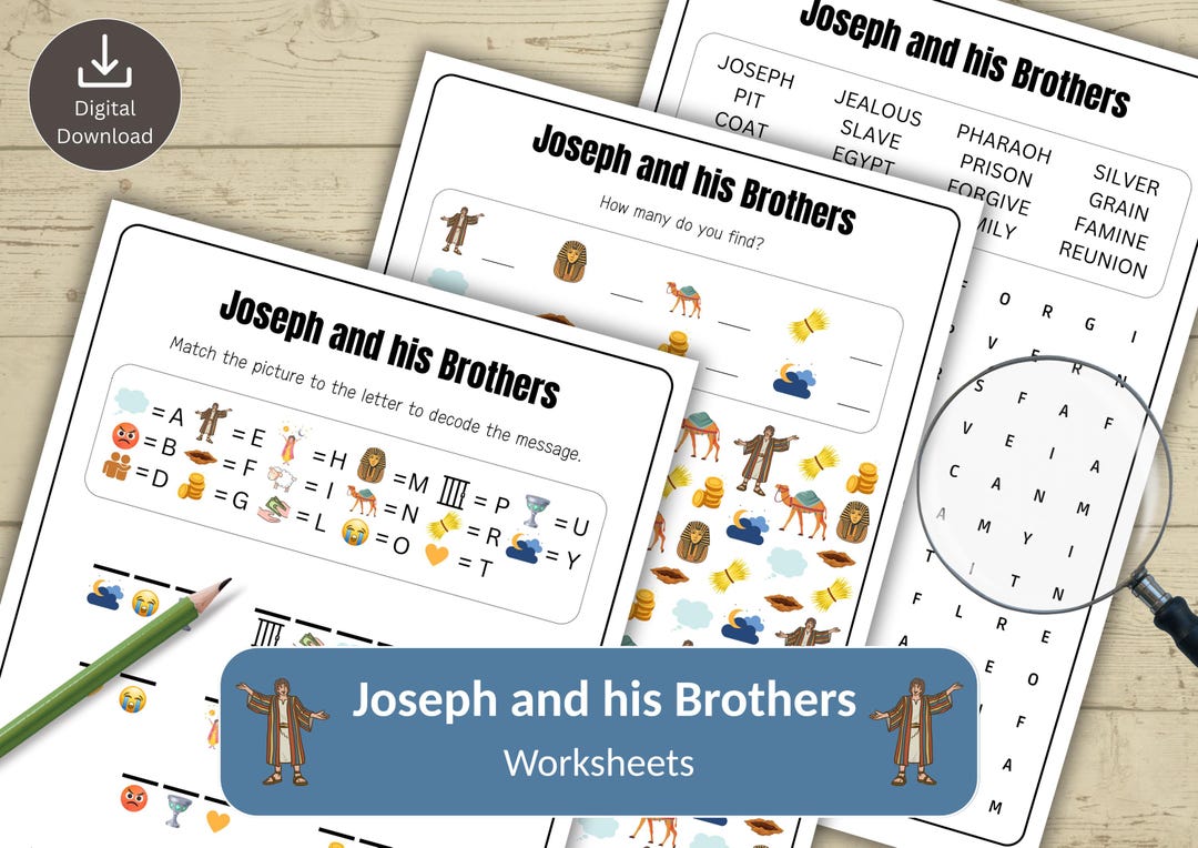 Joseph and His Brothers Puzzle Bundle for Kids | Bible Activity Sheets ...