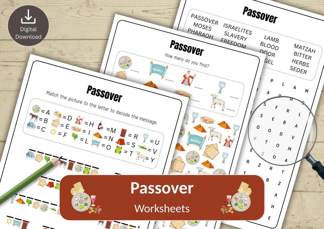 Passover Worksheets Pack of 3 Activitysheet PASSAH Bundle Bible ...