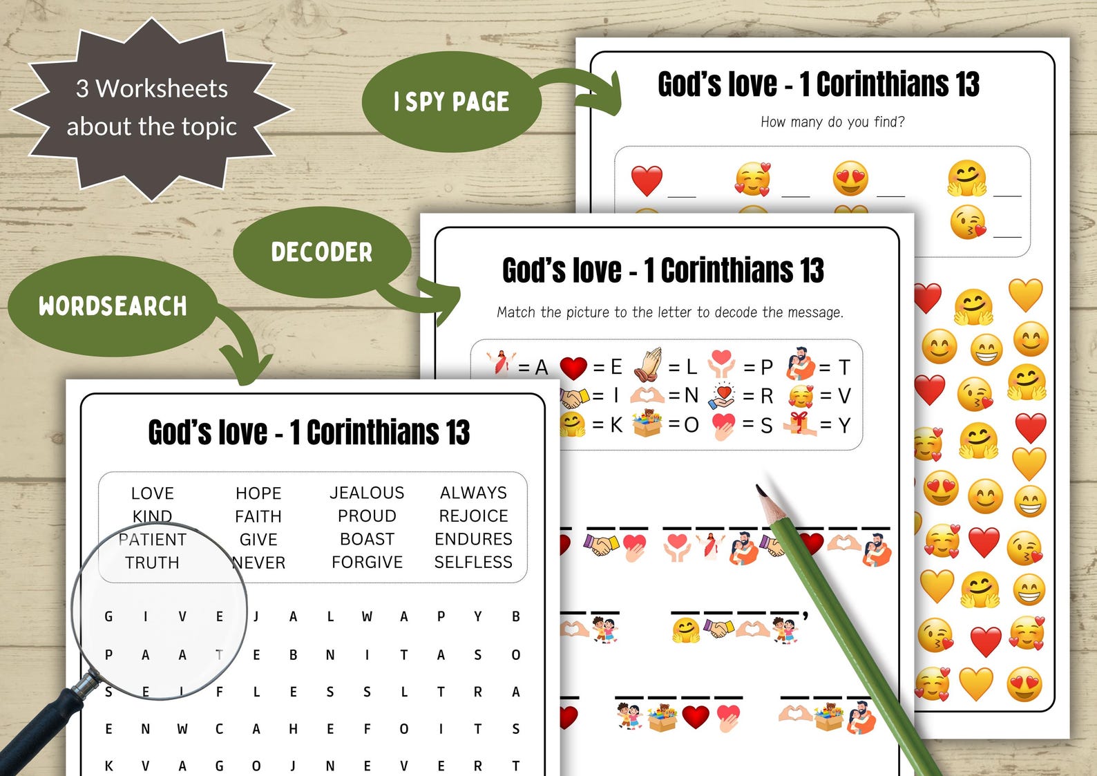 God's Love - 1 Corinthians 13 Puzzle Bundle for Kids | Bible Activity ...