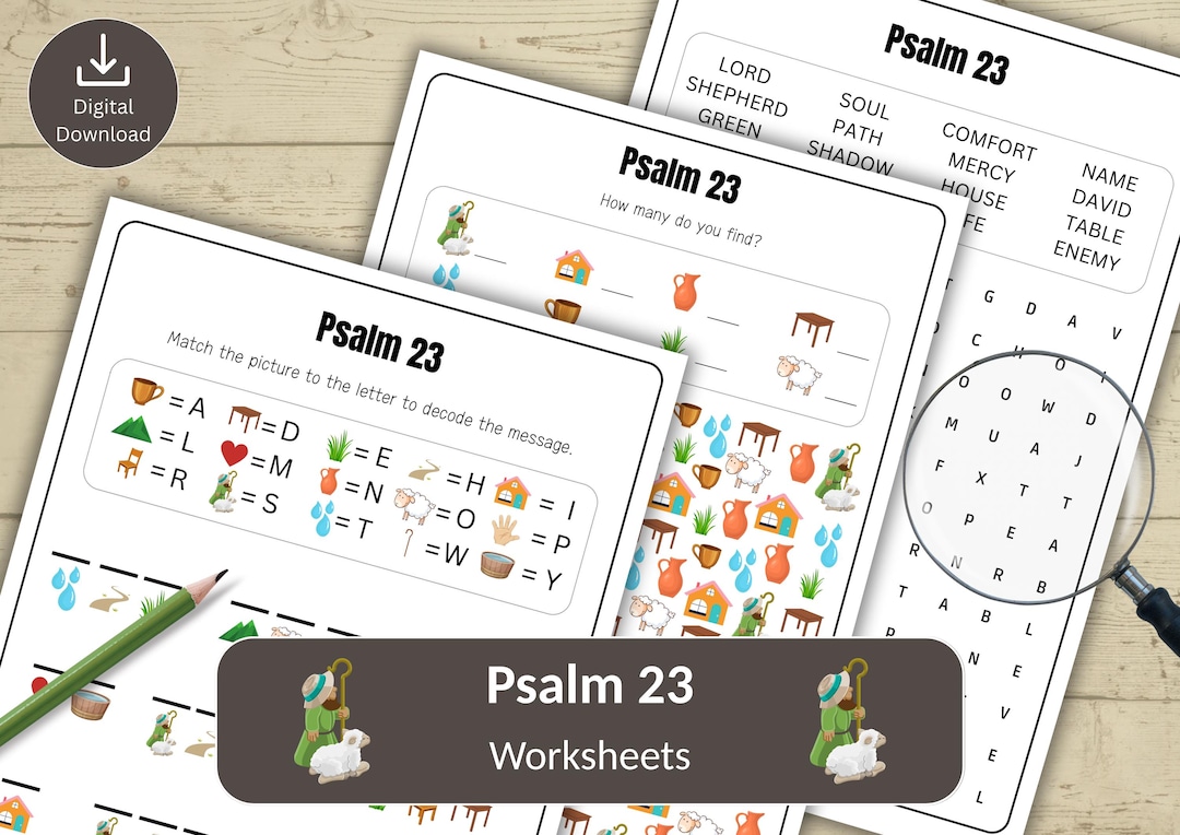 Psalm 23 Puzzle Bundle for Kids | Bible Activity Worksheets | Sunday ...
