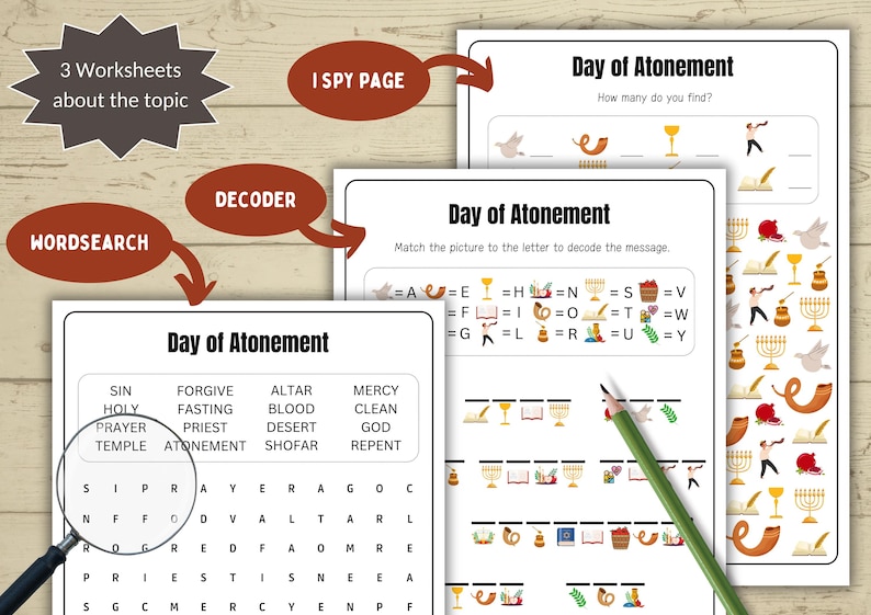 Day of Atonement - Yom Kippur Orksheets Pack of 3 Activitysheet Bundle ...