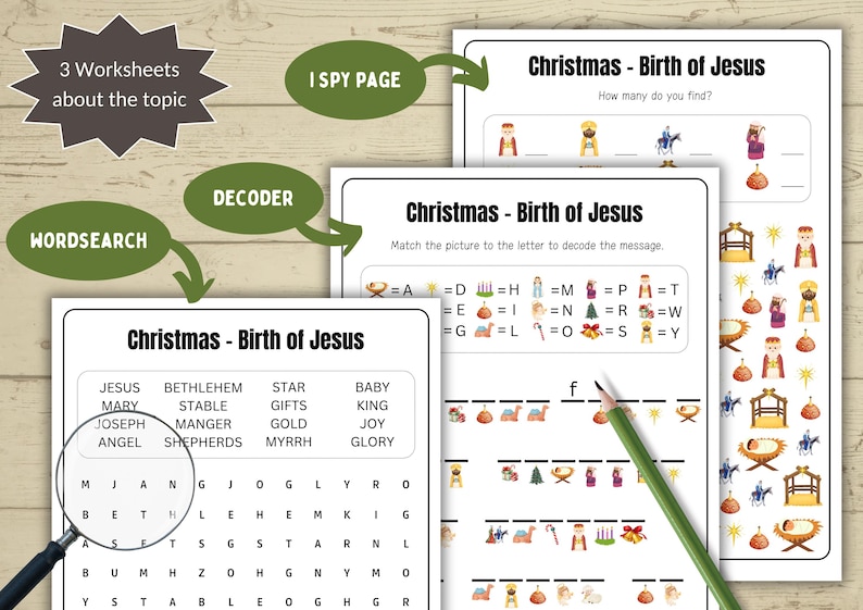 Christmas - Birth of Jesus Puzzle Bundle for Kids | Bible Activity ...