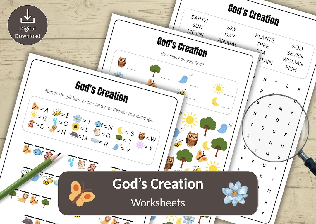 God's Creation Puzzle Bundle for Kids | Bible Activity Sheets ...