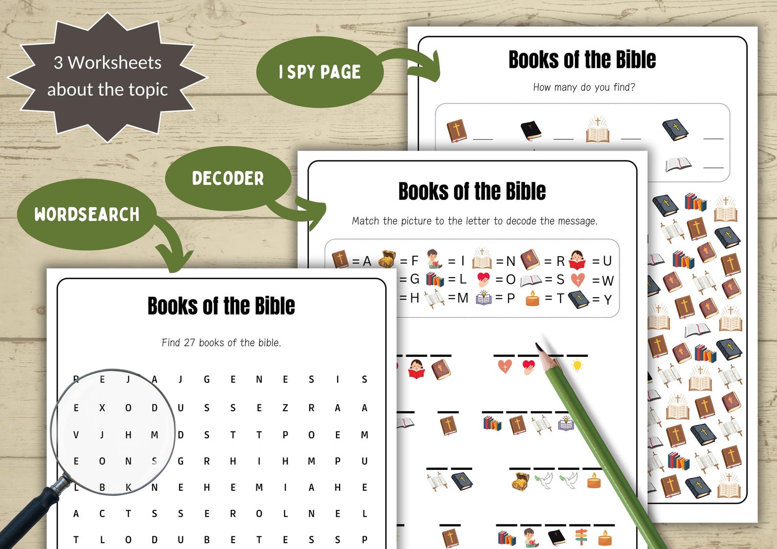 Books of the Bible Puzzle Bundle for Kids | Bible Activity Sheets ...