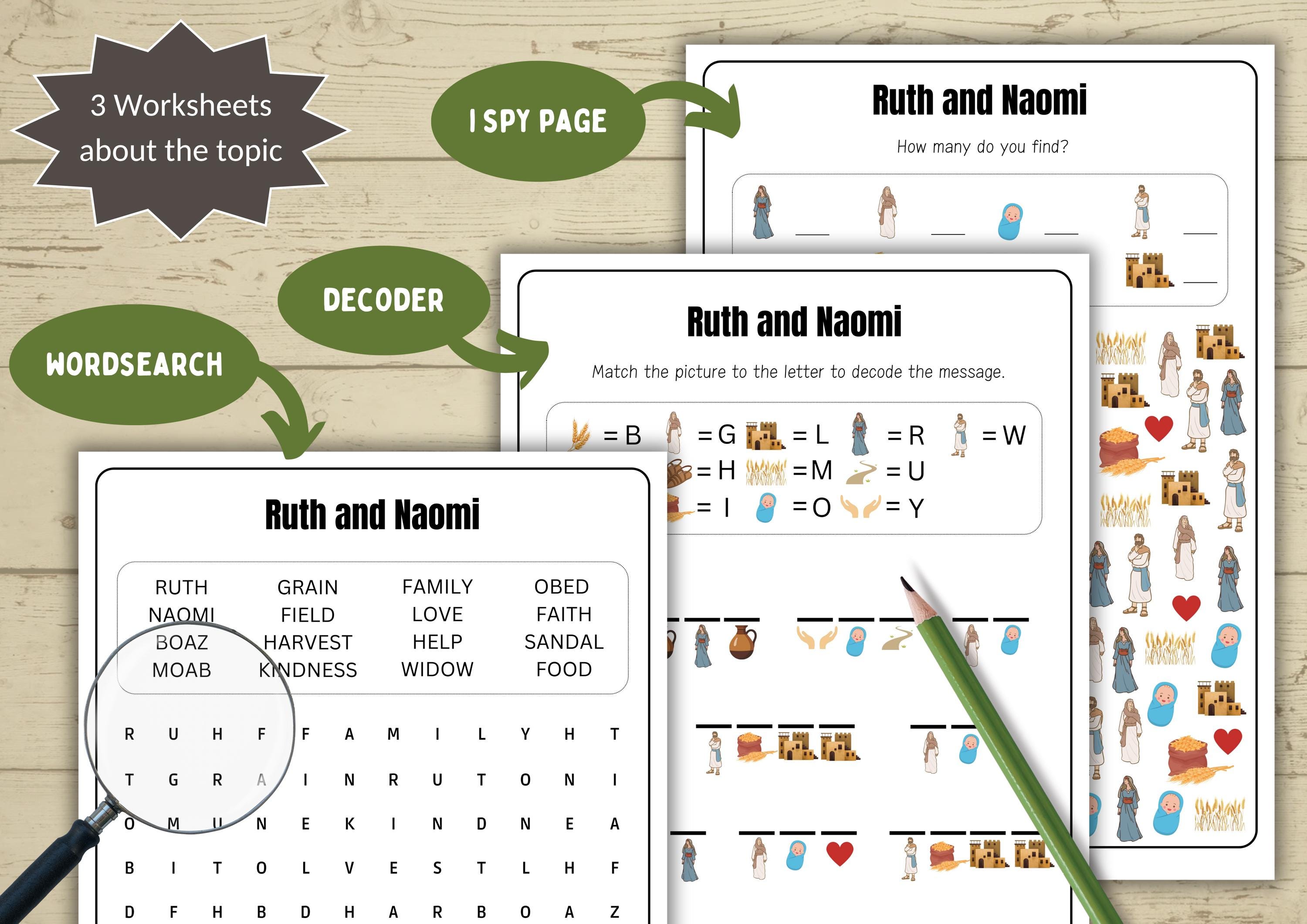 Ruth and Naomi Puzzle Bundle for Kids | Bible Activity Worksheets ...