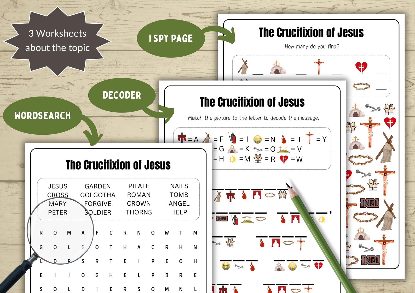 The Crucifixion of Jesus Puzzle Bundle for Kids | Bible Activity ...