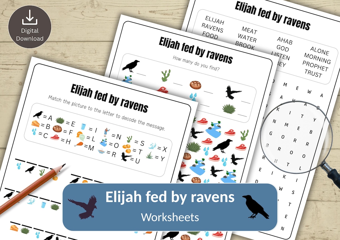 Elijah Fed by Ravens Puzzle Bundle for Kids | Bible Activity Sheets ...