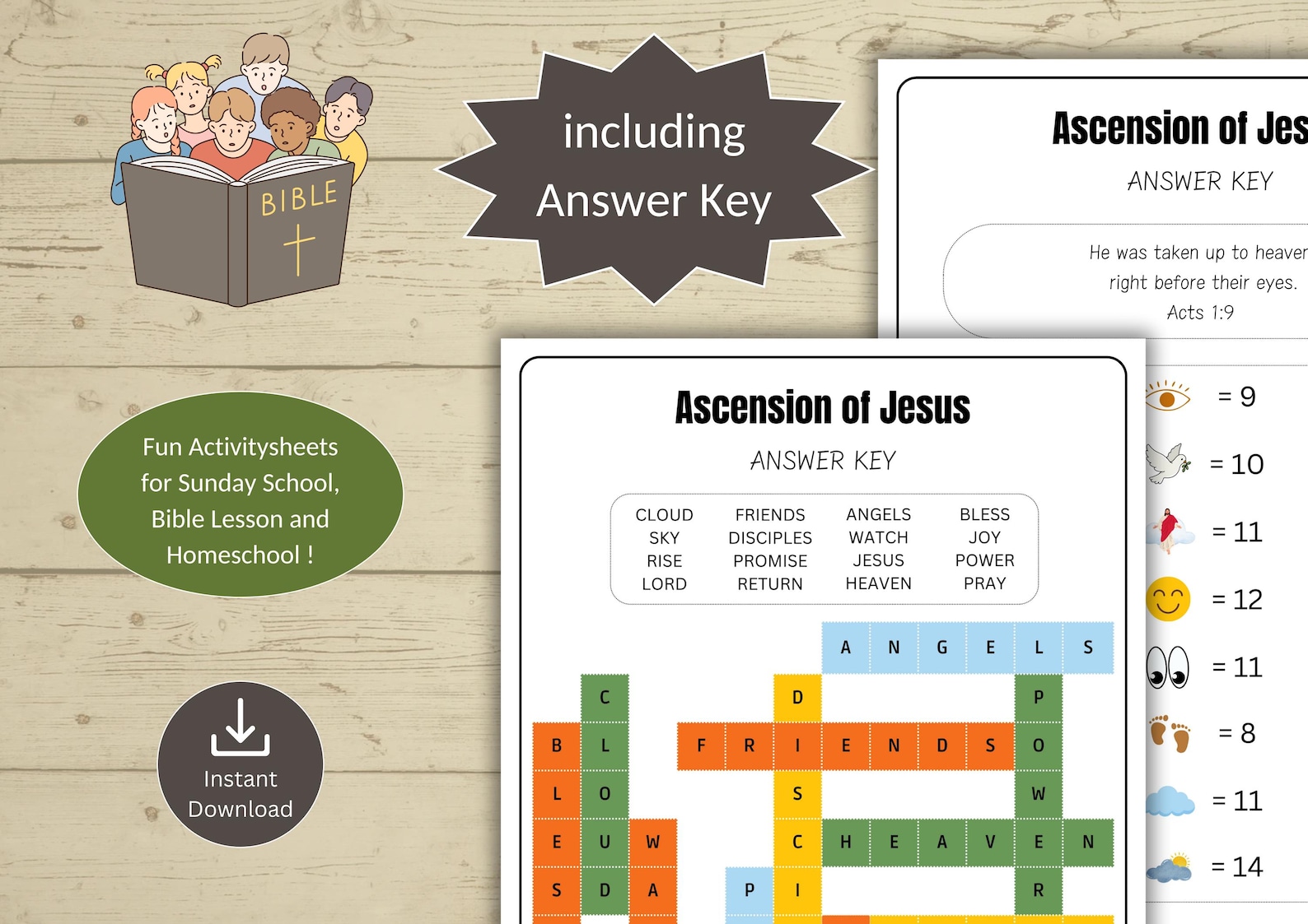 Ascension of Jesus Puzzle Bundle for Kids | Bible Activity Sheets ...
