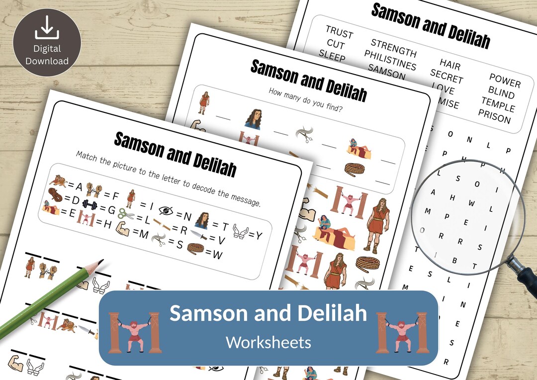 Samson and Delilah Puzzle Bundle for Kids | Bible Activity Sheets ...