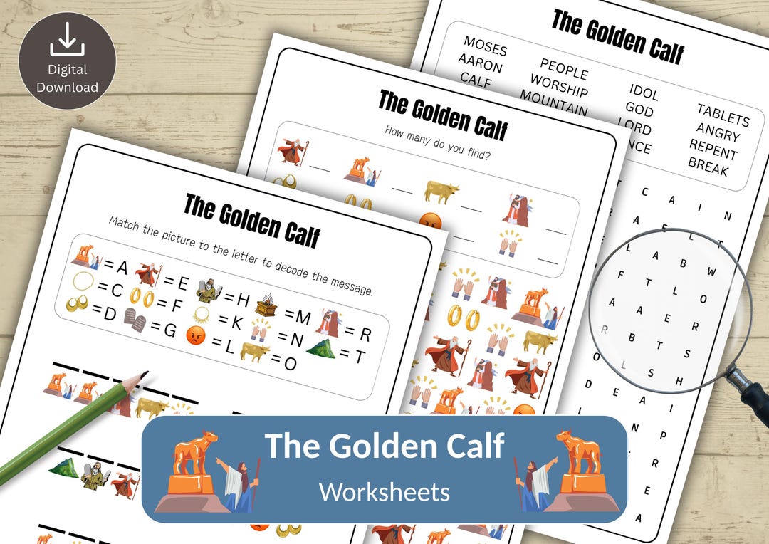 The Golden Calf Puzzle Bundle for Kids | Bible Activity Sheets ...