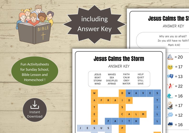 Jesus Calms the Storm Puzzle Bundle for Kids | Bible Activity ...