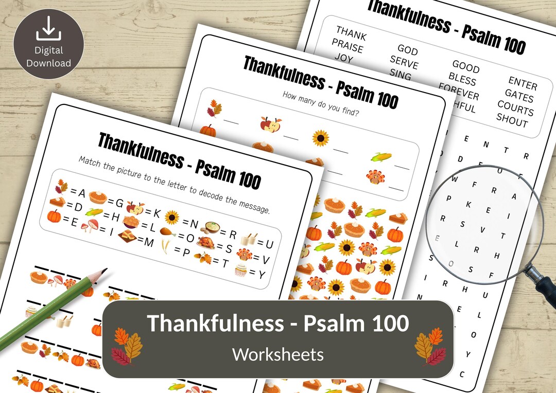 Thankfulness - Psalm 100 Puzzle Bundle for Kids | Bible Activity Sheets ...