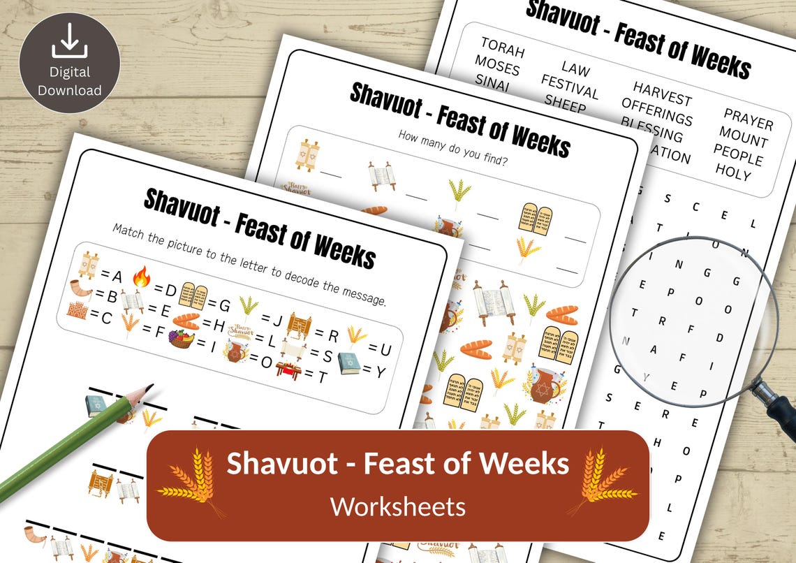 Shavuot - Feast of Weeks Puzzle Bundle for Kids | Bible Activity ...