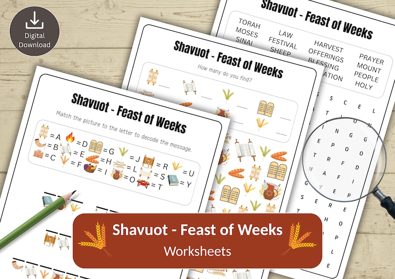 Shavuot - Feast of Weeks Puzzle Bundle for Kids | Bible Activity ...