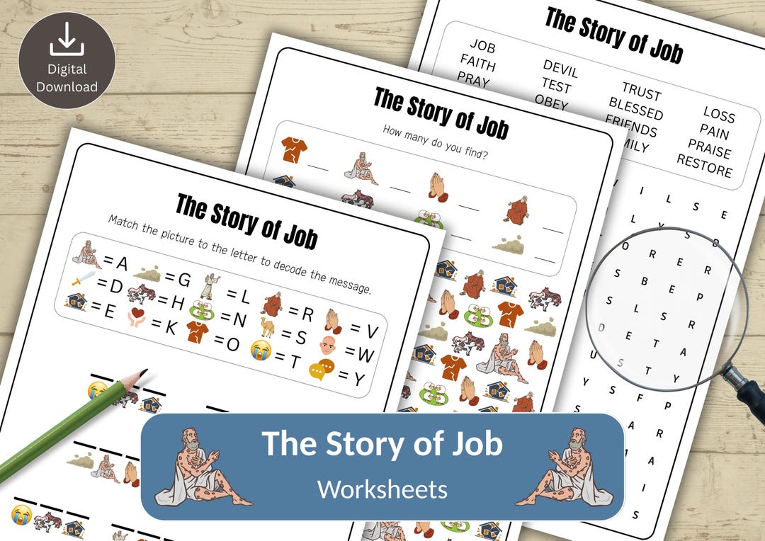 The Story of Job Puzzle Bundle for Kids | Bible Activity Worksheets ...