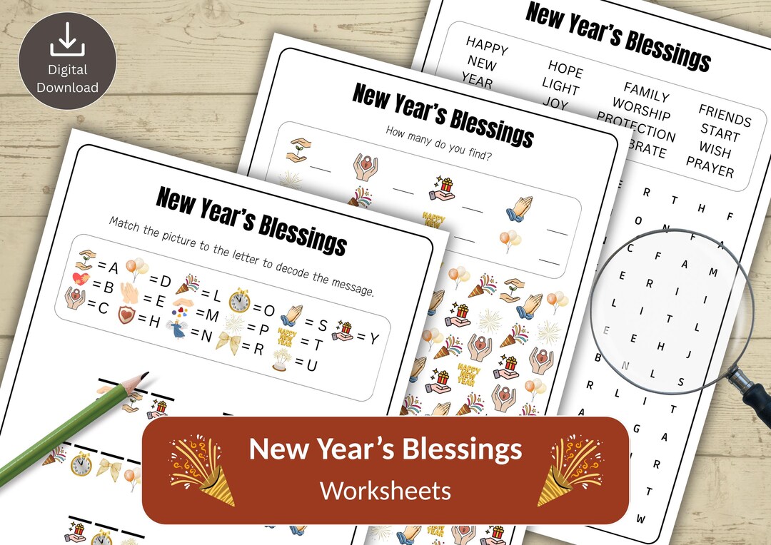 New Year’s Blessings Puzzle Bundle for Kids | Bible Activity Worksheets ...
