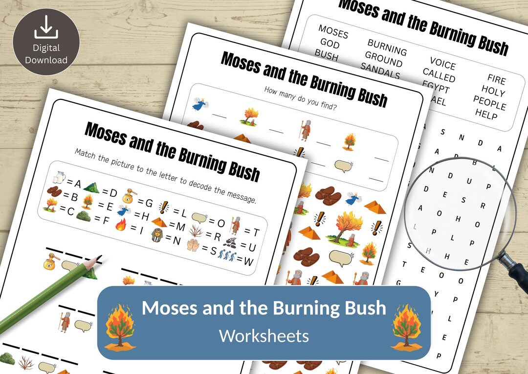 Moses and the Burning Bush Puzzle Bundle for Kids | Bible Activity ...