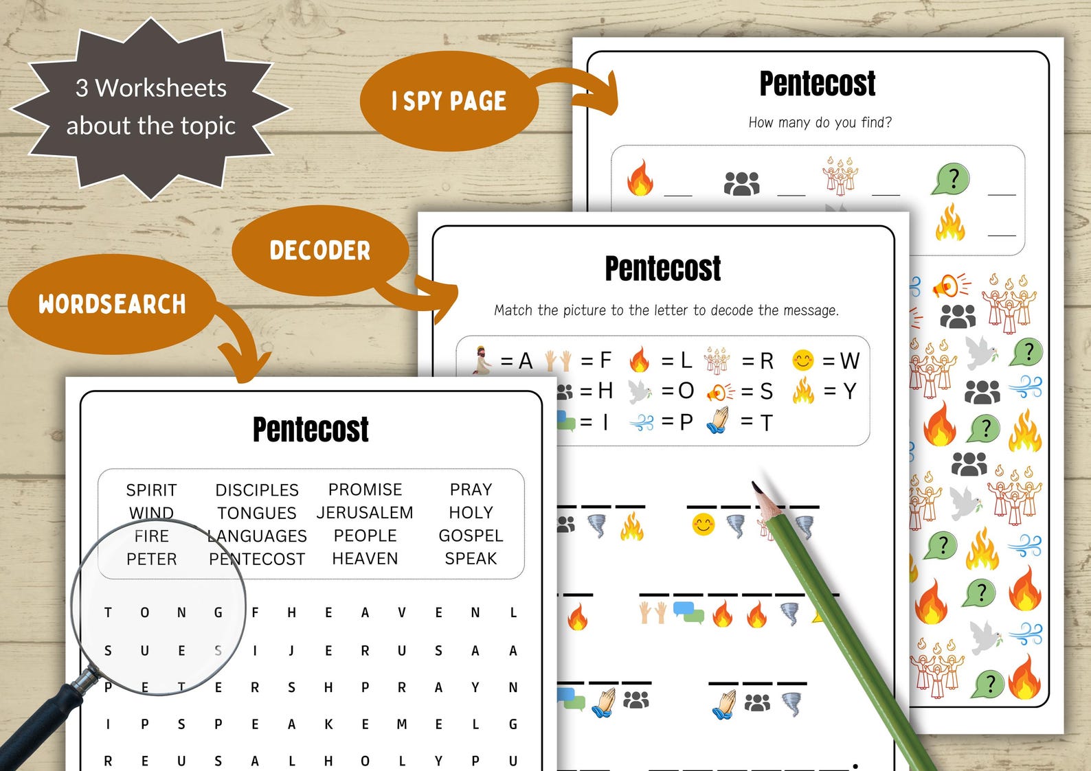 Pentecost Puzzle Bundle for Kids | Bible Activity Sheets Worksheets ...