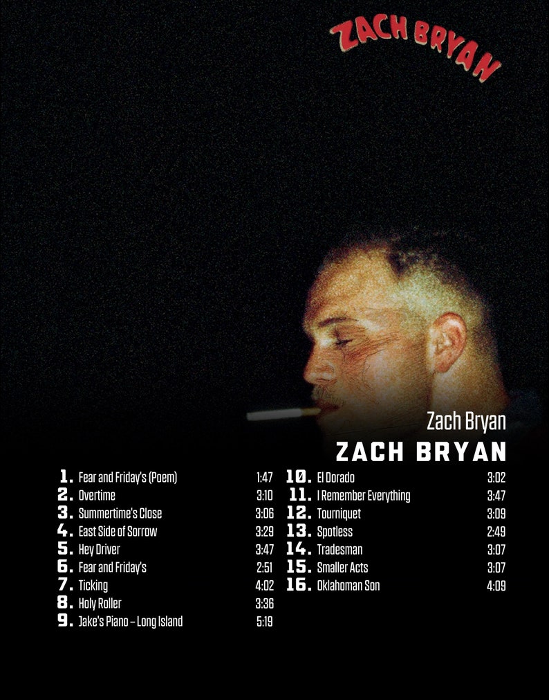 Zach Bryan Digital Album Cover Poster - Etsy
