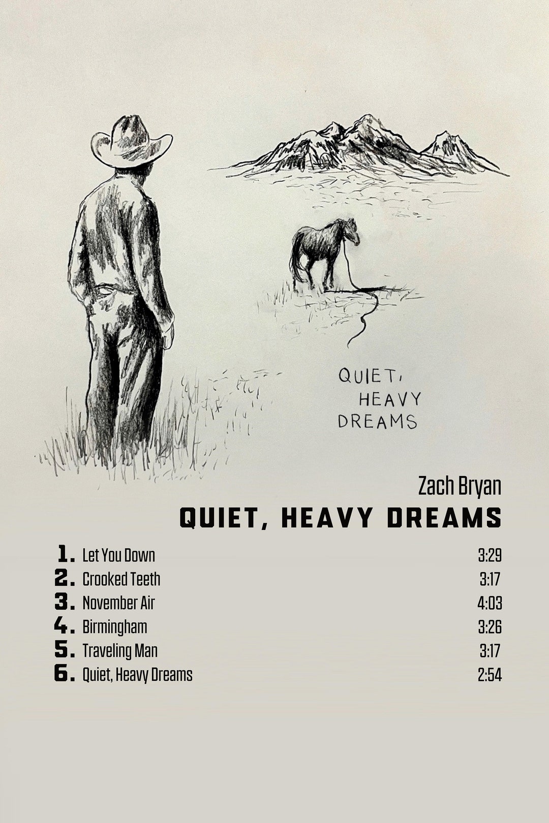 Quiet, Heavy Dreams Zach Bryan Album - Etsy