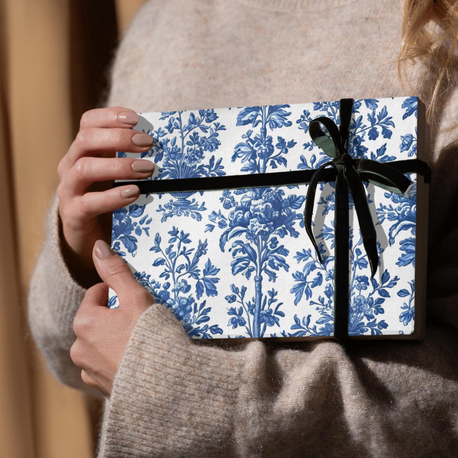 Blue Toile Digital Papers – Blue Floral Patterns – Wedding Digital ...