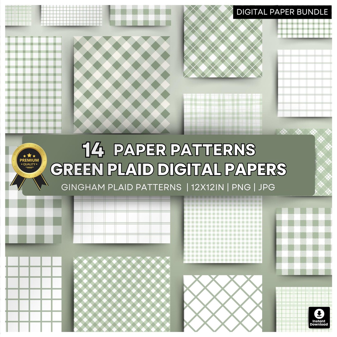 Green Plaid Digital Paper Bundle – Seamless Checkered & Tartan Patterns ...