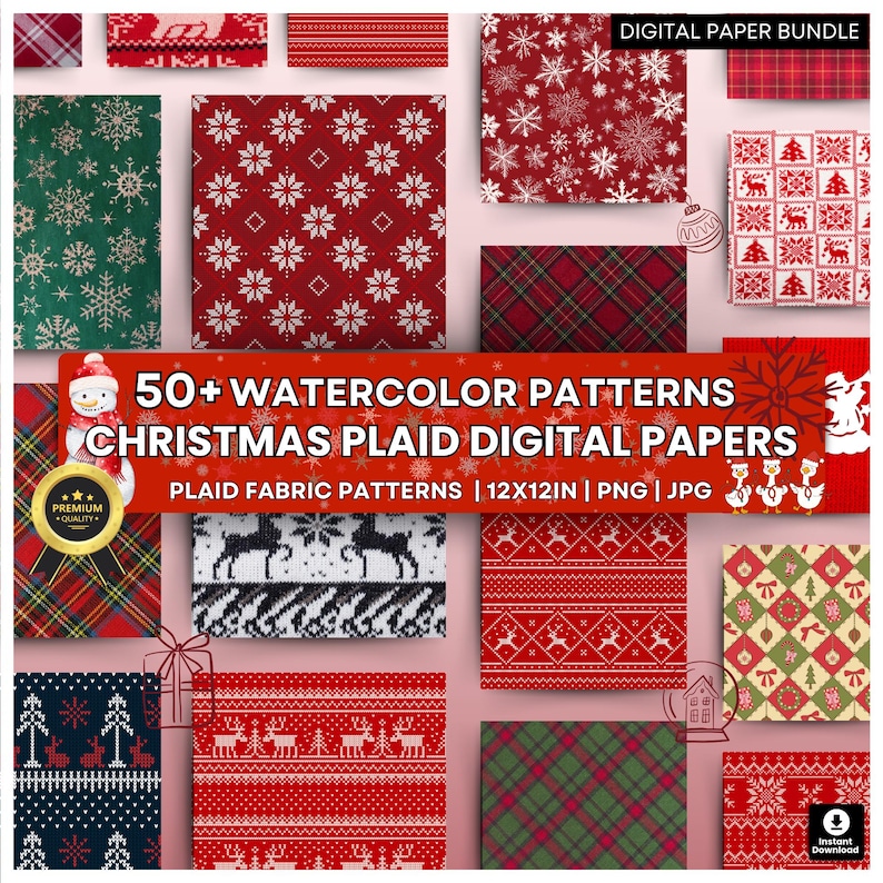 Christmas Plaid Digital Papers – Christmas Patterns – Whimsical ...
