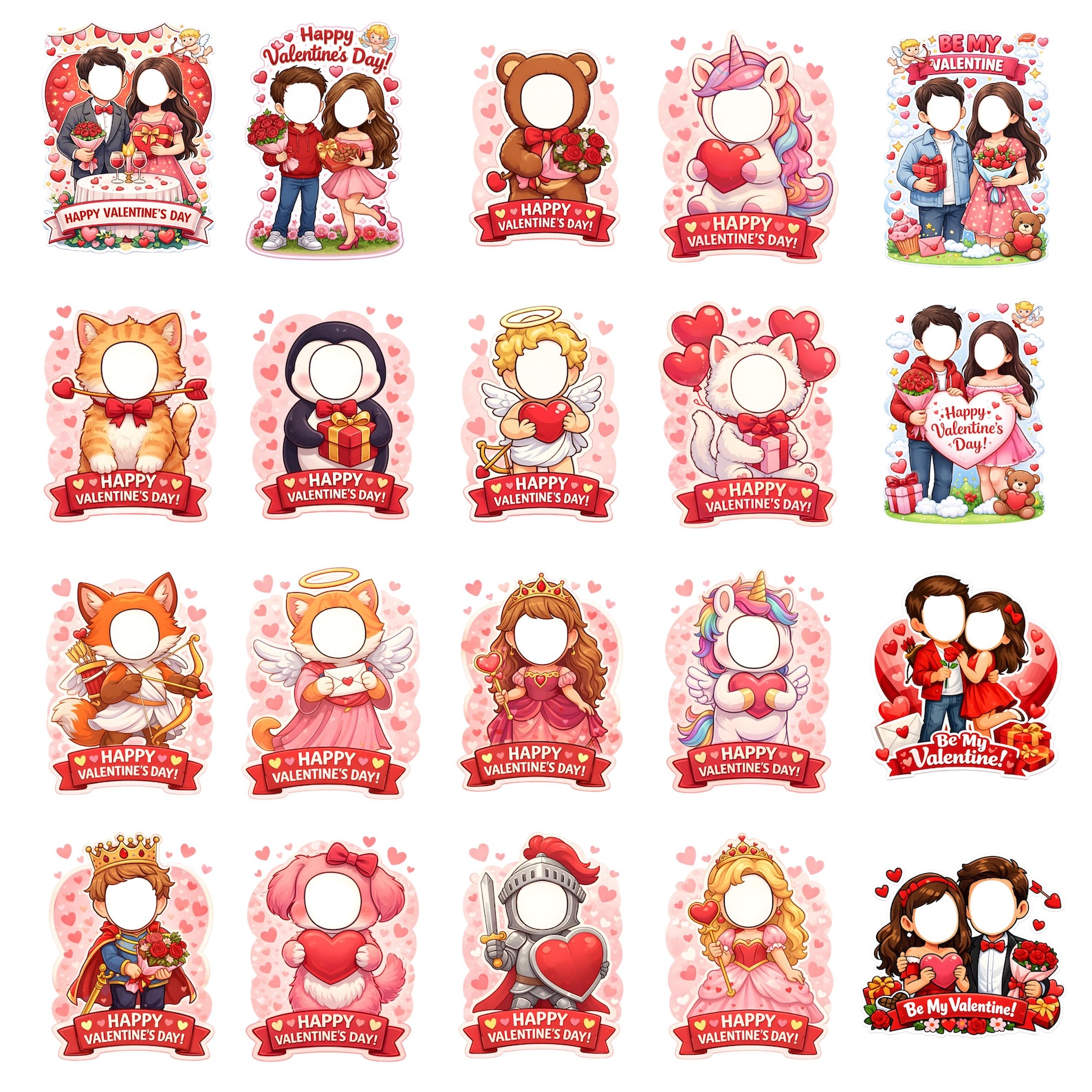 Valentine Cupid Face Cutouts – Editable Valentine Face Templates ...