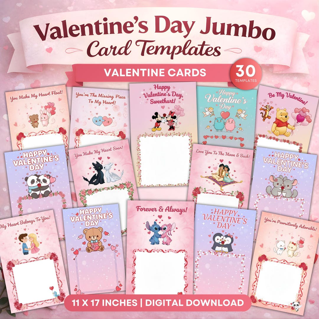 Valentine Jumbo Cards -valentine Templates - Valentine’s Day Treat ...
