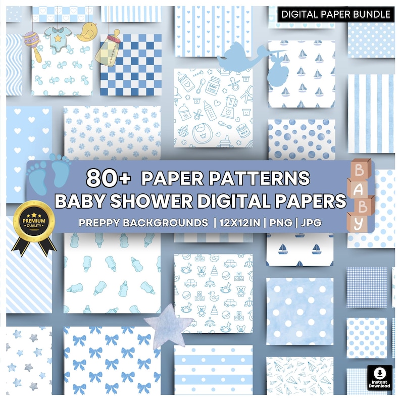 Baby Shower Digital Papers – Polka Dots – Coquette Bow Patterns ...