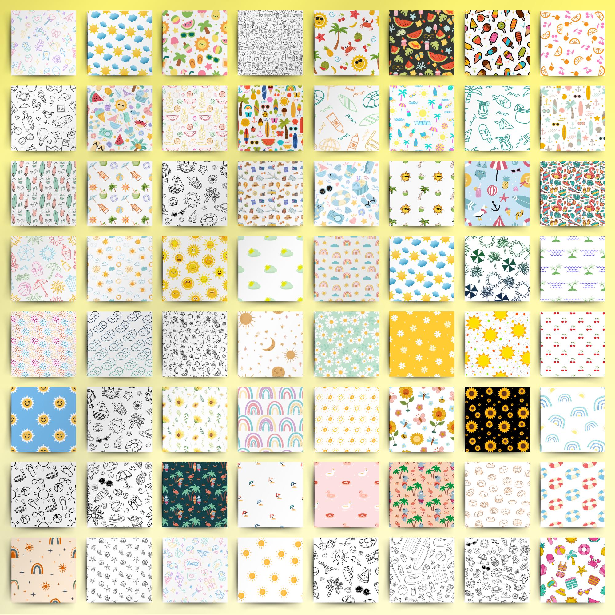 Summer Digital Paper Bundle - Seamless Patterns - Summer-themed Designs ...